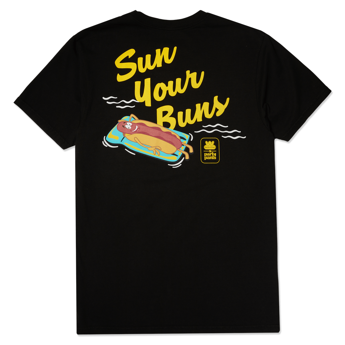 Sun Your Buns Black T-Shirt | Party Pants x Wienerschnitzel