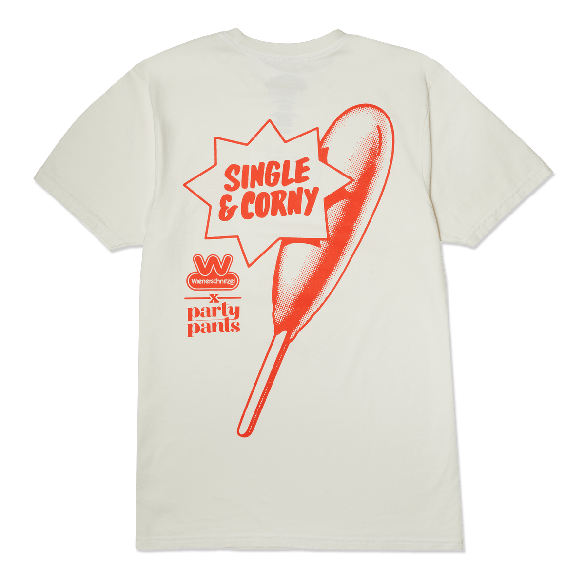 Single And Corny White T-Shirt | Party Pants x Wienerschnitzel